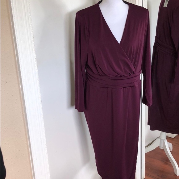 torrid | Dresses | Torrid Midi Studio Knit Surplice Wrap Dress Plum ...